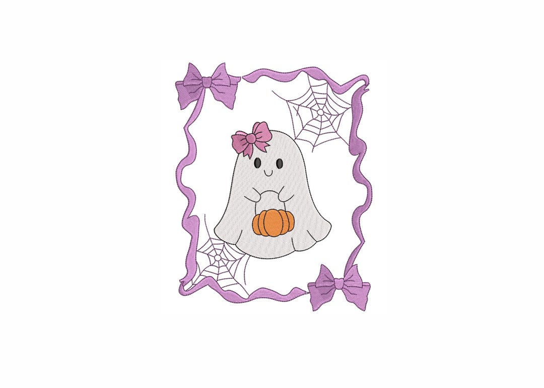 Cute Girl Ghost Embroidery Design 7 Sizes. Halloween Pumpkin Ghost ...