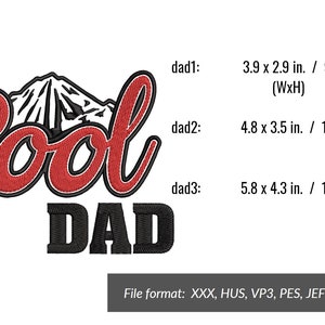 The Cool Dad Machine Embroidery Design. 3 Sizes. Fathers Day Embroidery ...