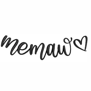 Curved Memaw Machine Embroidery Design. 6 Sizes. Memaw Collar ...
