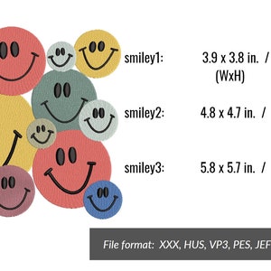 Multi-colored Smile Machine Embroidery Design. 3 Sizes. Multicolored ...