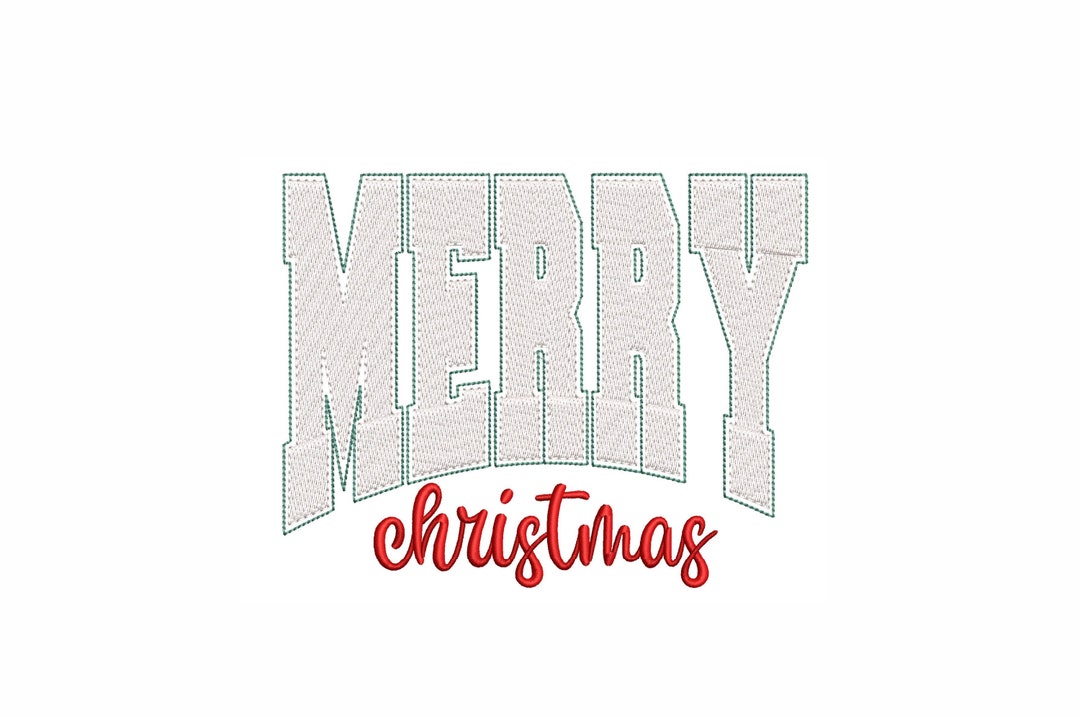 Merry Christmas Machine Embroidery Design. 4 Sizes. Merry Varsity ...