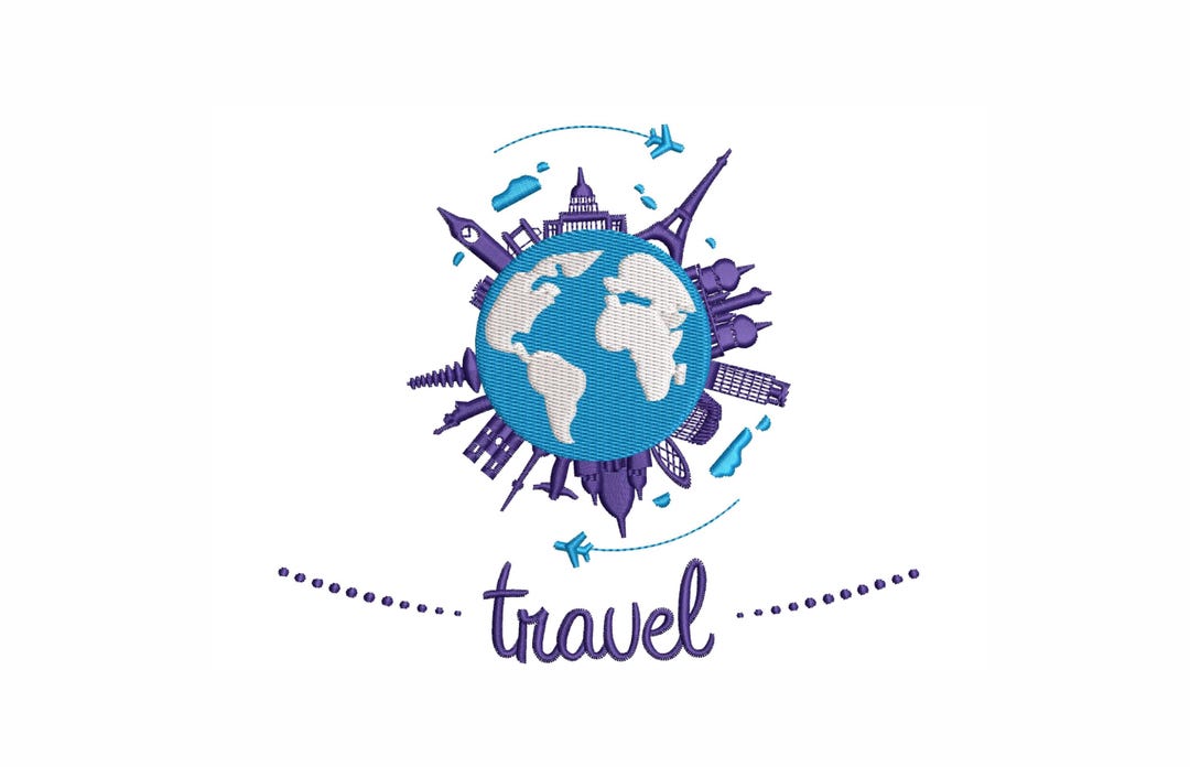 Travel Machine Embroidery Design. 7 Sizes. Earth Embroidery Design ...