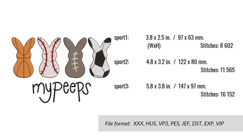 Sports Ball Easter Peep Machine Embroidery Design. 3 Sizes. Easter ...