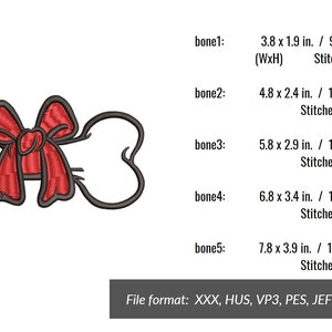 Dog Bone Machine Embroidery Design. 5 Sizes. Bone in a Bow Embroidery ...
