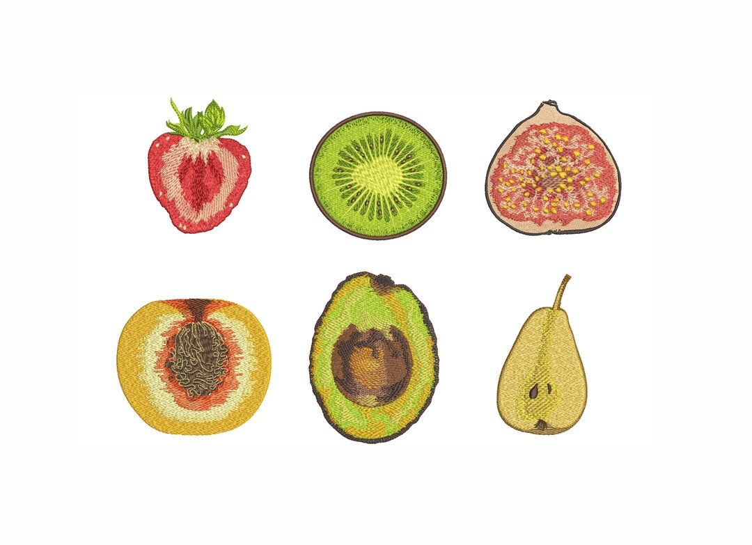 Set of Fruits Machine Embroidery Design. 6 Embroidery Design File - Etsy