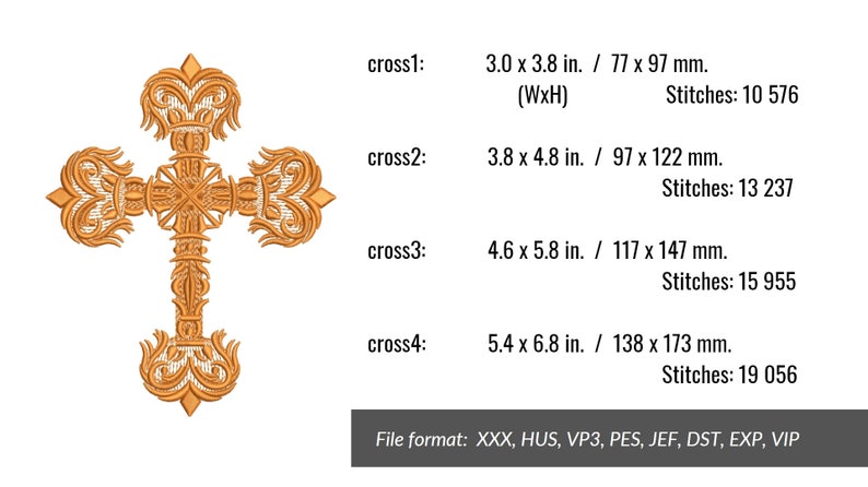 Cross Machine Embroidery Design. 4 Sizes. Religious Embroidery Design ...