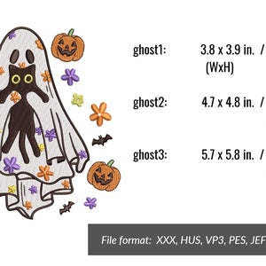 Halloween Cat Ghost Embroidery Design. 3 Sizes. Halloween Black Cat ...