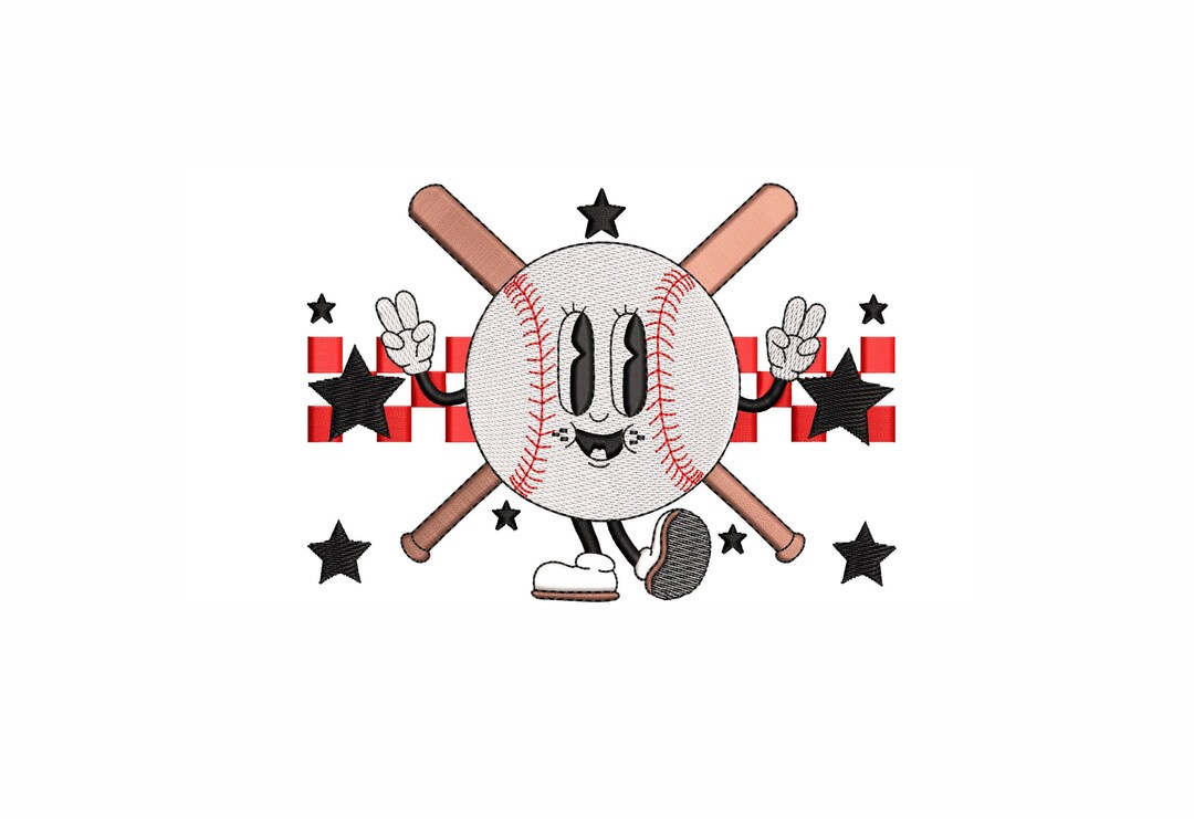 Baseball Ball Machine Embroidery Design. 3 Sizes. Retro Baseball ...