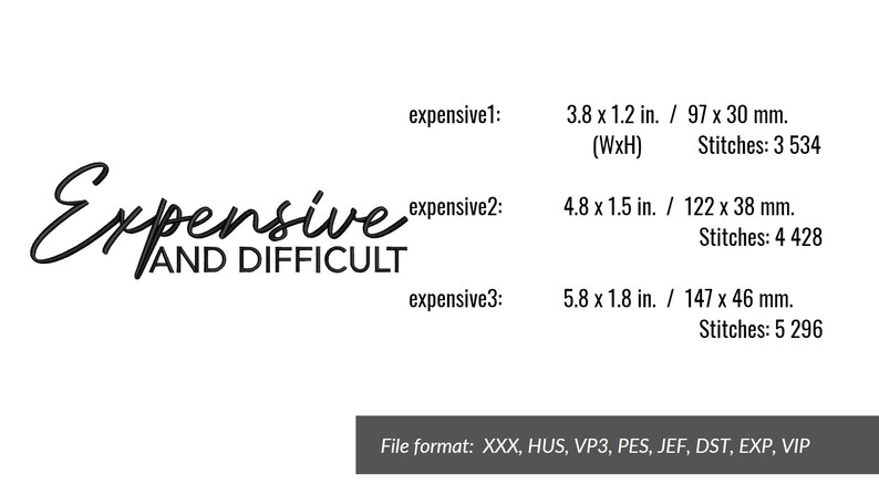 Expensive and Difficult Machine Embroidery Design. 3 Sizes. - Etsy