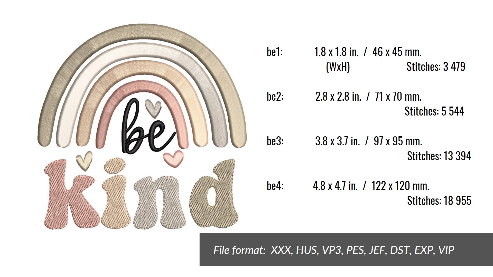 Be Kind Machine Embroidery Design. 4 Sizes. Boho Embroidery Design - Etsy