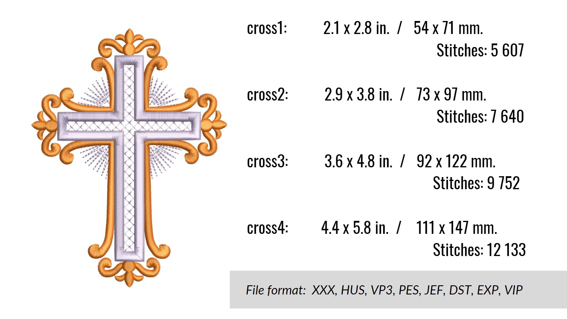 Cross Machine Embroidery Design. 4 Sizes - Etsy