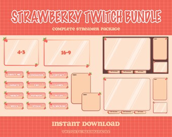 Cute Strawberry Twitch Webcam Overlays - Etsy