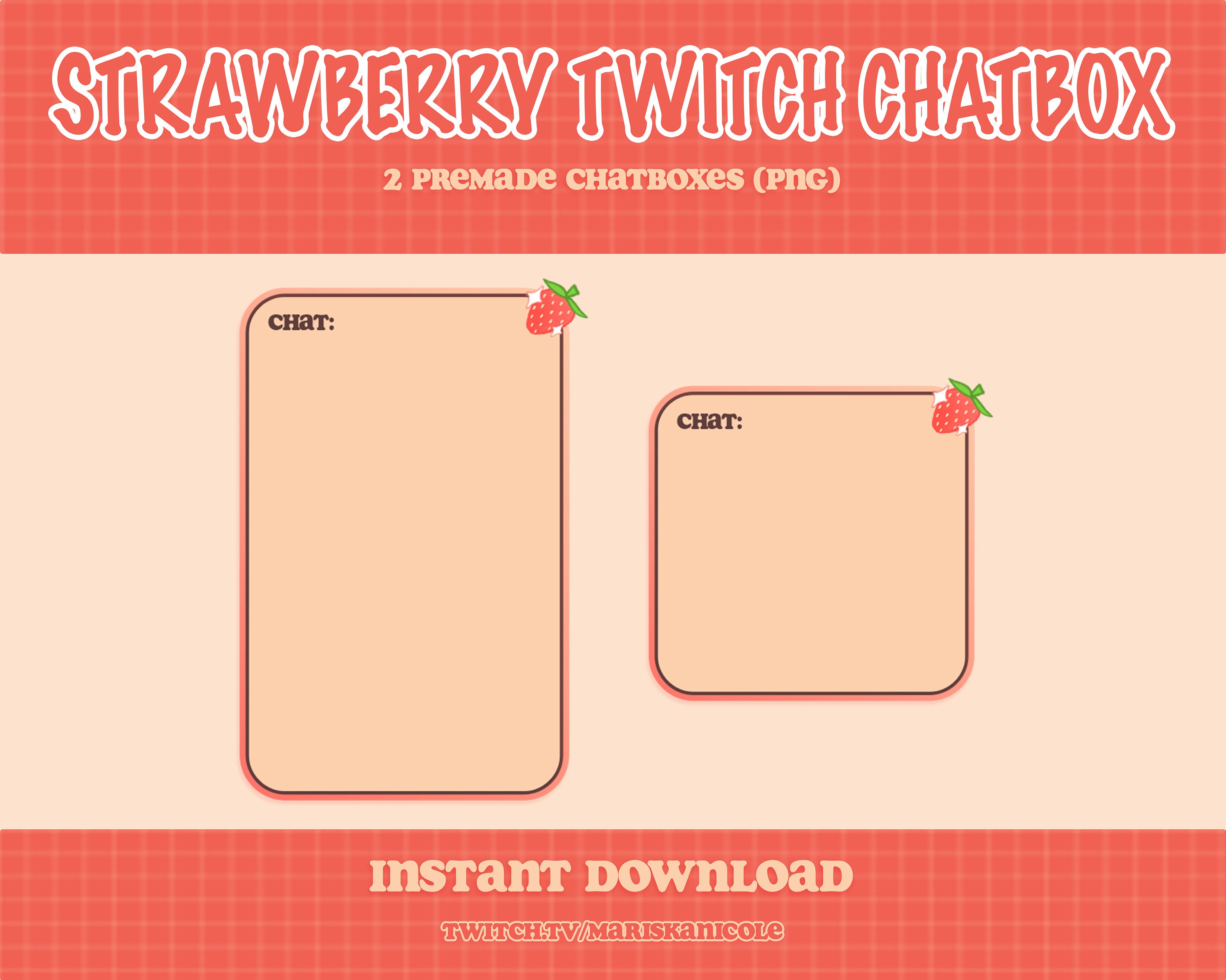 Cute Strawberry Twitch Graphics Bundle With Overlays, Panels, Webcam ...