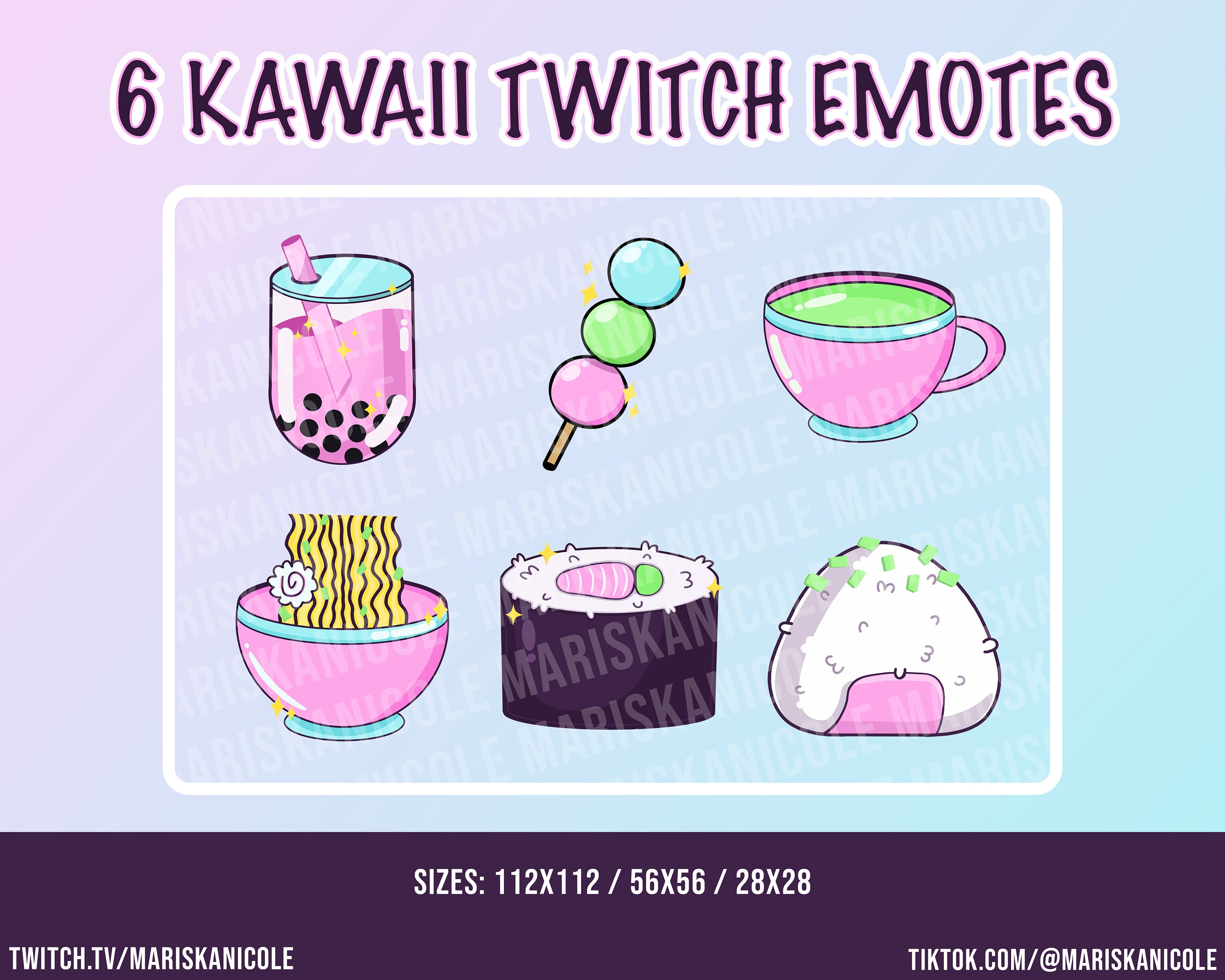 6 Kawaii Food-themed Twitch Emotes Including Sushi Onigiri - Etsy