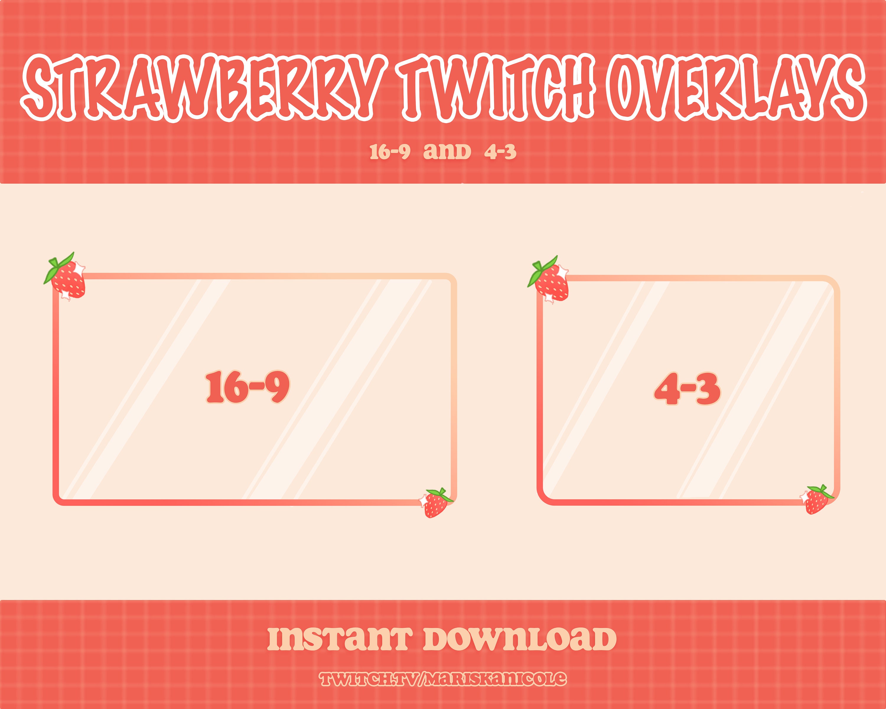 Cute Strawberry Twitch Webcam Overlays - Etsy