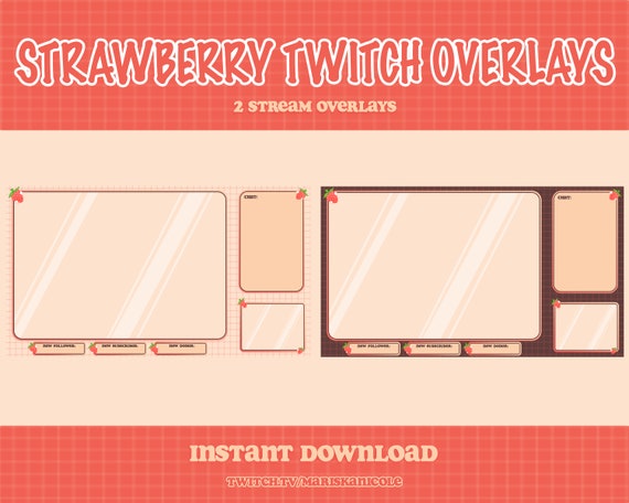 Cute Strawberry Themed Twitch Overlays 1920x1080 - Etsy