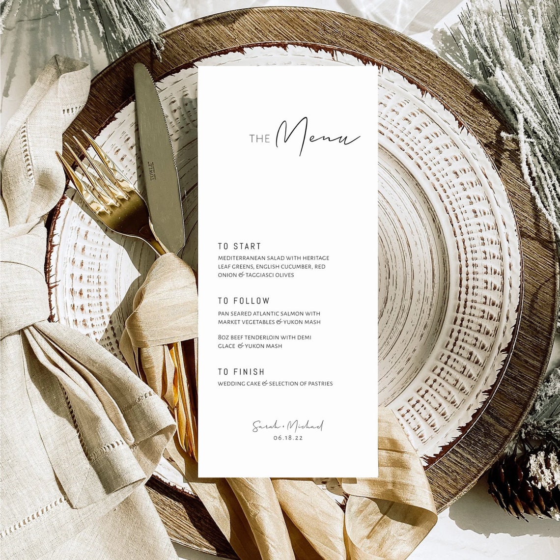 Modern Wedding Menu, Simplistic Wedding Menu Template, Printable Menu ...