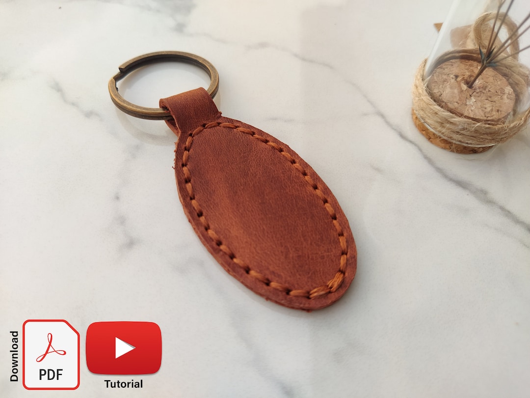 Leather Oval Keychain Pdf Template, Minimalist Keyring Pdf Pattern for ...