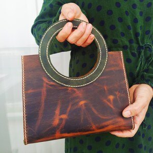 Women Leather Handbag Pattern With Circle Handle, Small Leather Purse ...