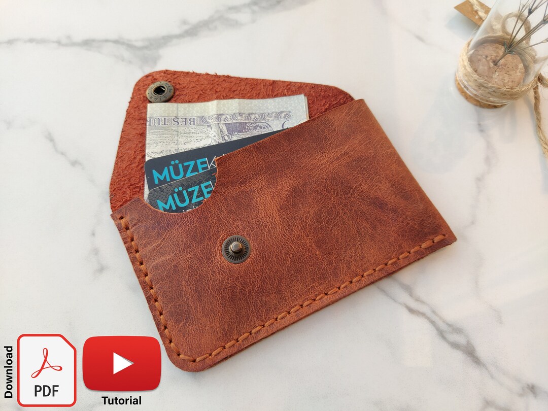 Minimalist Leather Card Holder Pattern, Simple Leather Template, Slim ...