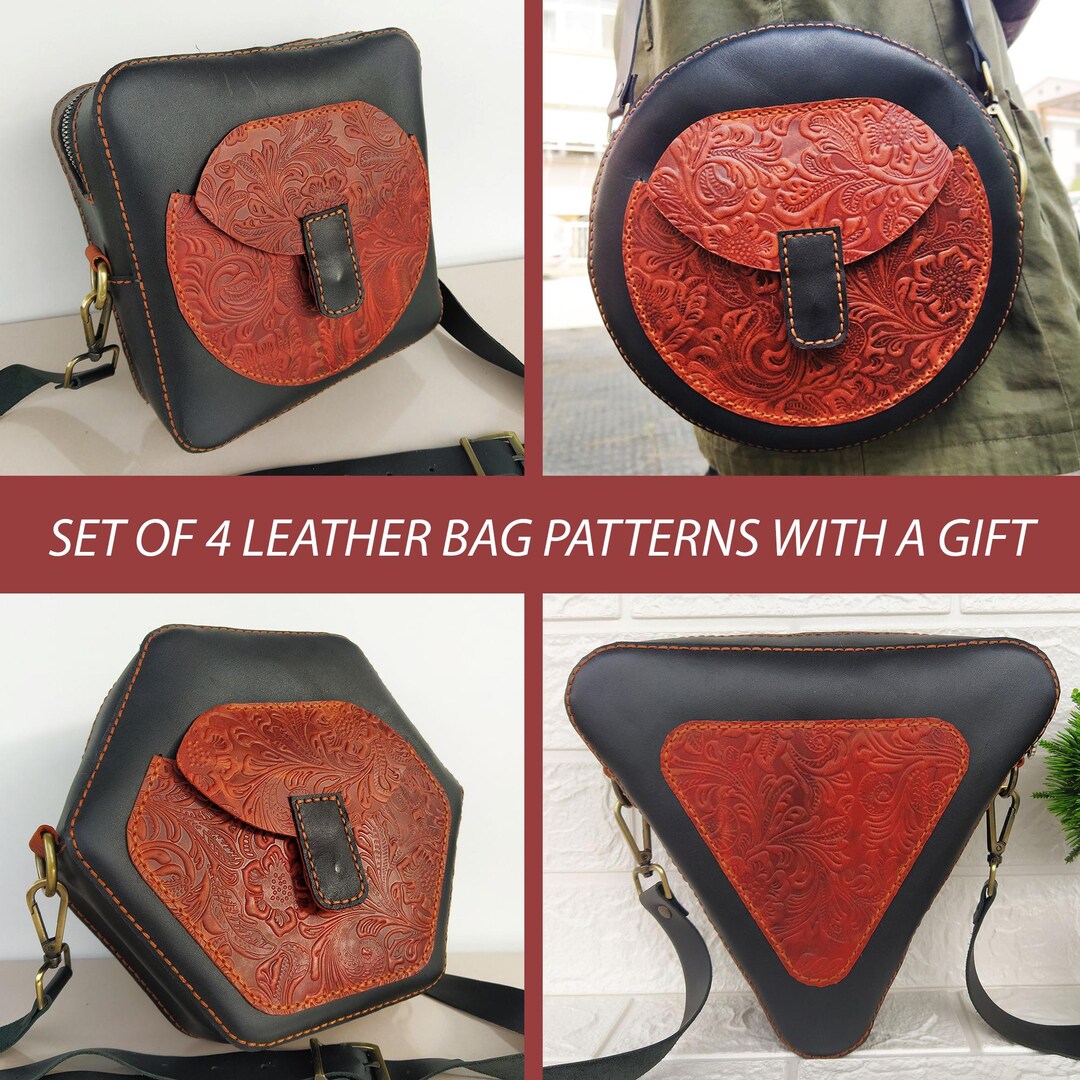 Set of 4 Birthday/anniversary Gift Floral Leather Bag Patterns ...