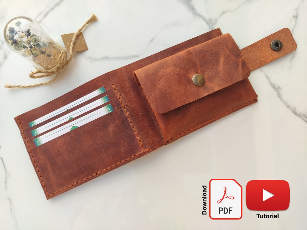 Leather Wallet PDF Pattern With Coin Compartment, Leather Wallet ...