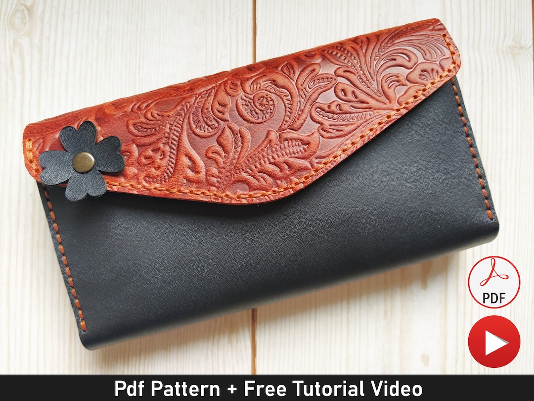 Women Leather Wallet Pattern, Leather Long Wallet Pattern, Leather ...