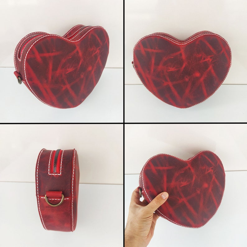 Valentines Day Gift Unique Leather Bag Pattern With Heart Shaped ...