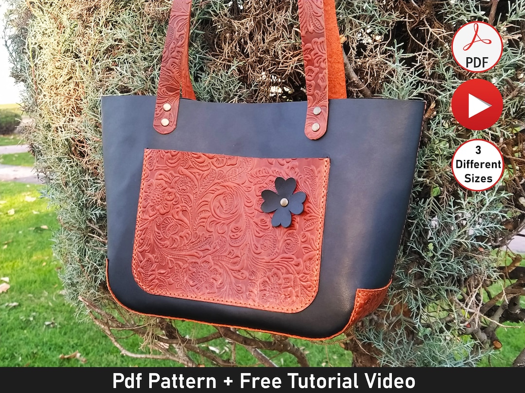 Leather Tote Bag Pattern With Pockets, Leather Tote Pattern Pdf With ...
