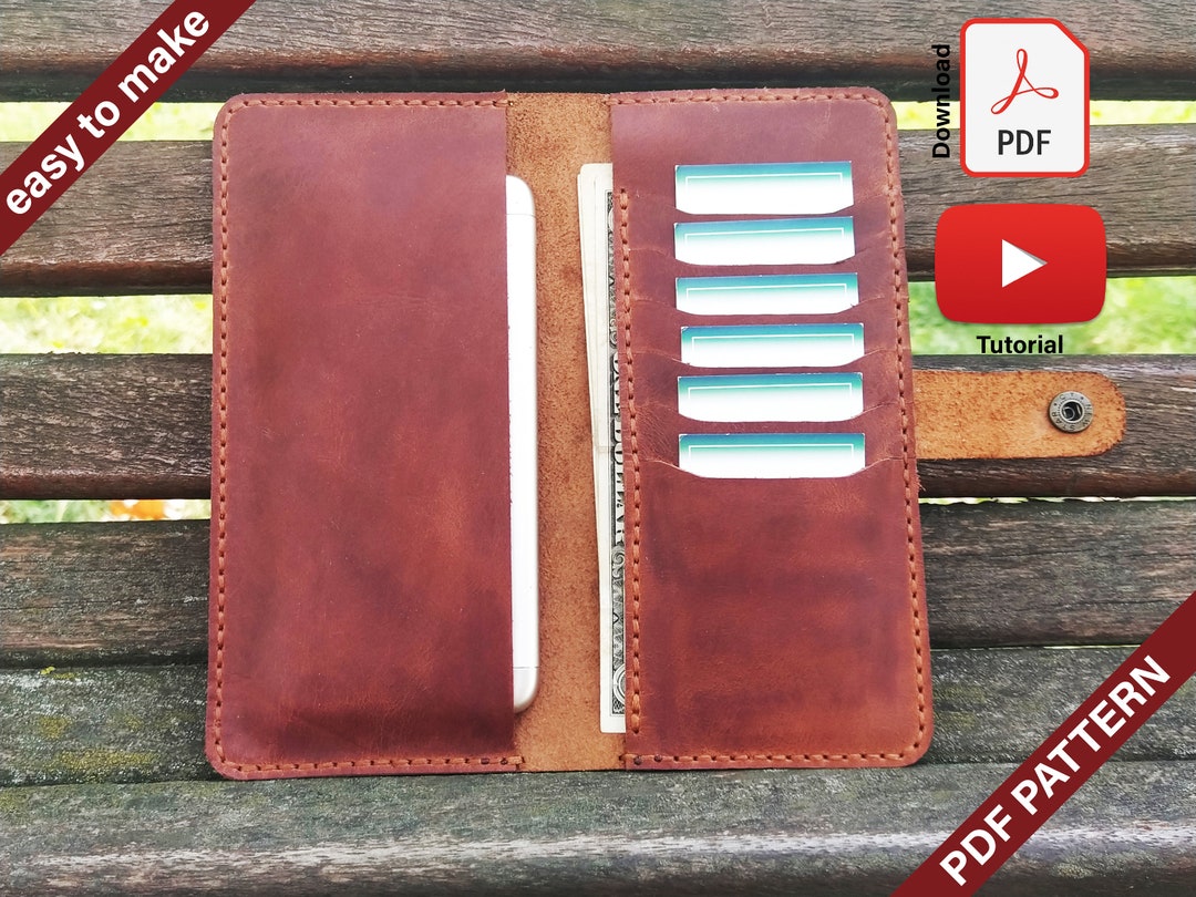 Simple Leather Long Wallet Pattern, Easy Phone Wallet Pattern, Unisex ...