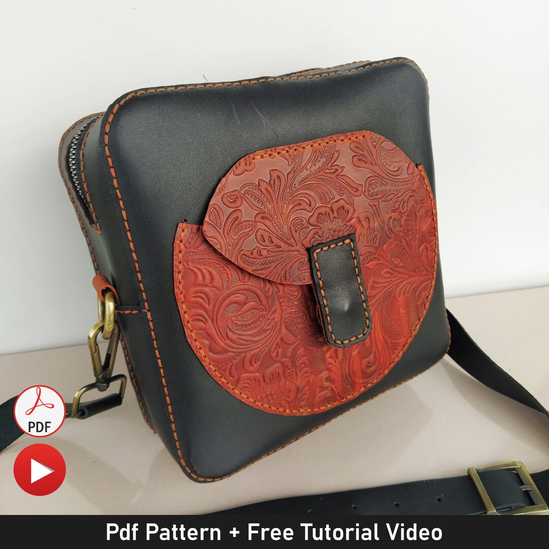 Leather Square Bag Pattern With Front Pocket, Leather Bag Pattern ...