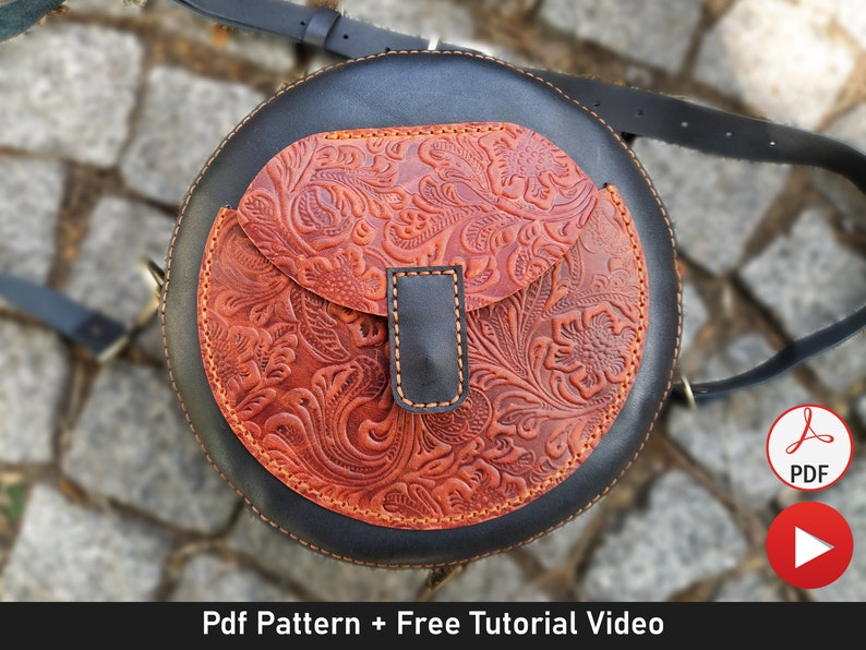Leather Circle Bag Pattern Round Crossbody Bag Pattern Small - Etsy