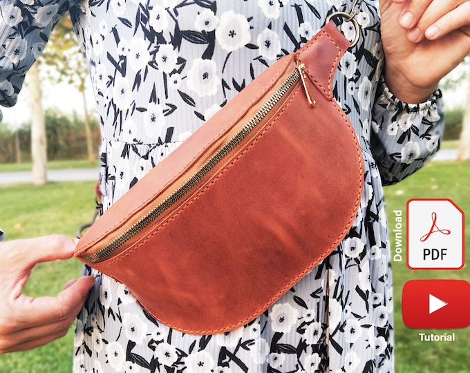 PDF Pattern Leather Bum Bag & Instructions | DIY Minimalist Bag Project ...