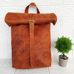 Unisex Leather Roll Top Backpack Pattern, Backpack Sewing Pattern ...