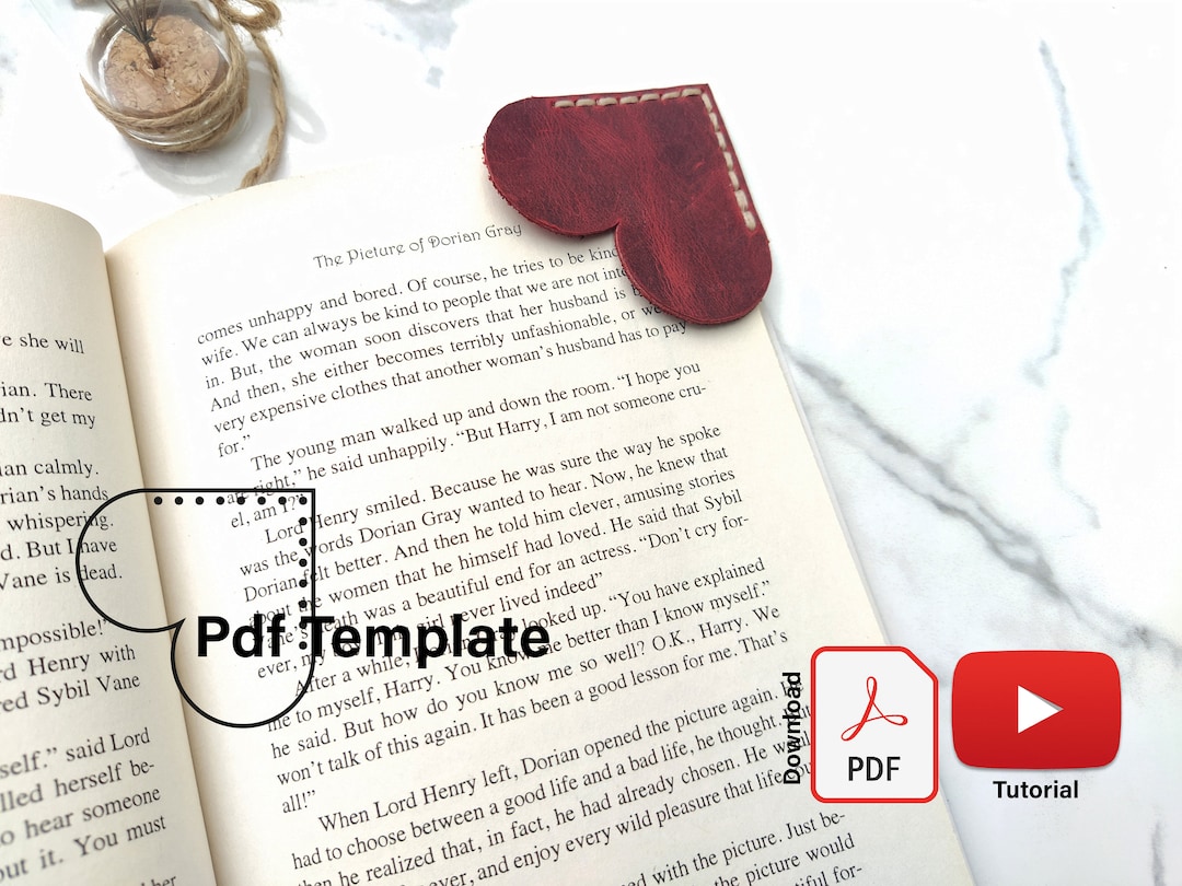 Cute Leather Heart Bookmark Template, How to Make Leather Bookmark ...