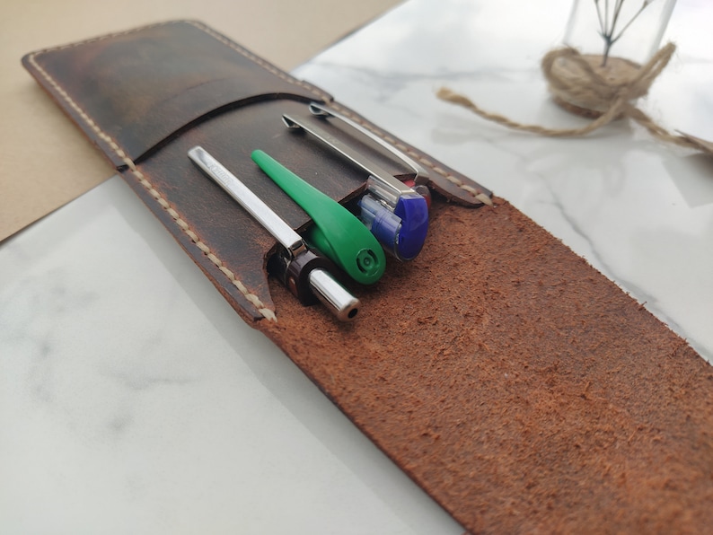 Beginner Leather Pen Case Pattern for 4 Pens, Easy and Minimalist Pen ...