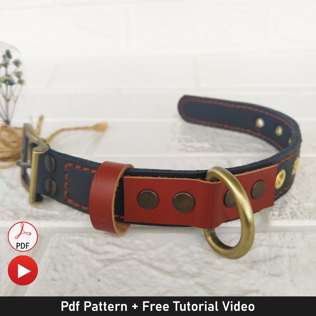 Leather Dog Collar Pattern With Personalizable 3 Gift Tags, Leather ...
