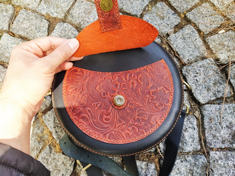 Leather Circle Bag Pattern Round Crossbody Bag Pattern Small - Etsy
