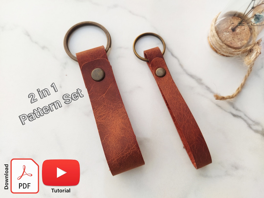 2 in 1 Easy Leather Key Chain Pdf Pattern Set, Simple Diy Leather ...