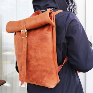 Unisex Leather Roll Top Backpack Pattern, Backpack Sewing Pattern ...