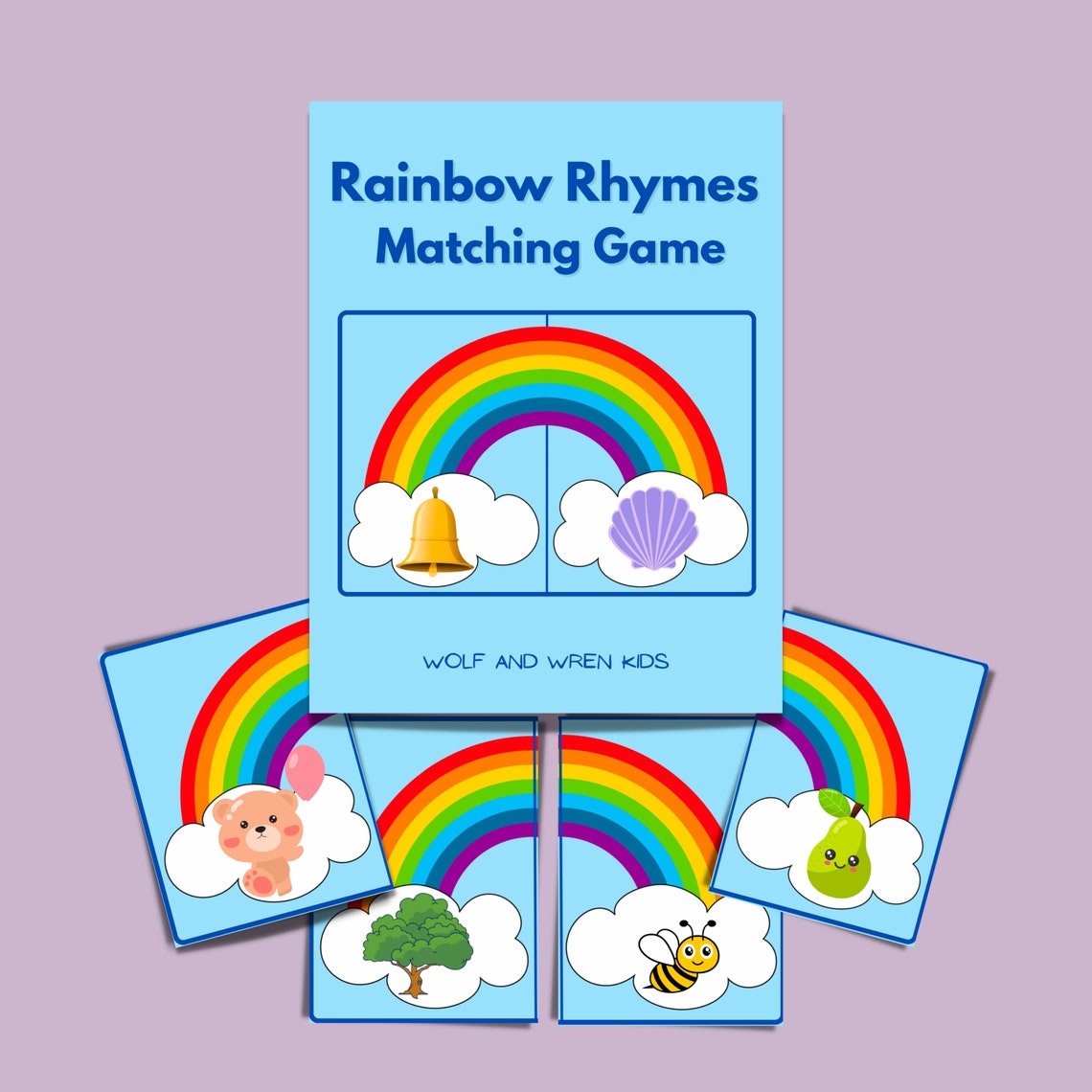 Rainbow Rhymes Matching Game - Etsy