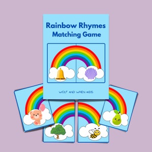 Rainbow Rhymes Matching Game - Etsy