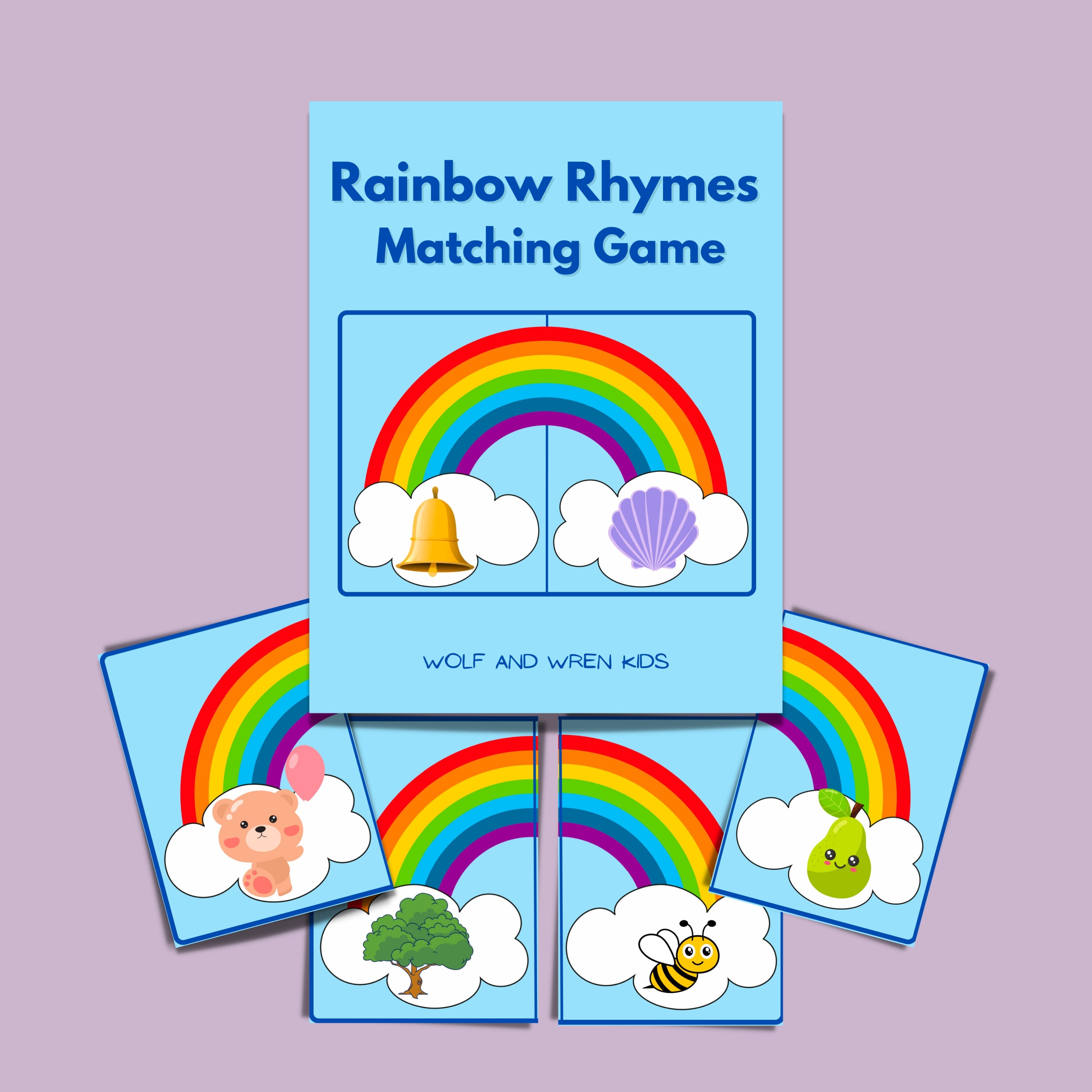 Rainbow Rhymes Matching Game - Etsy