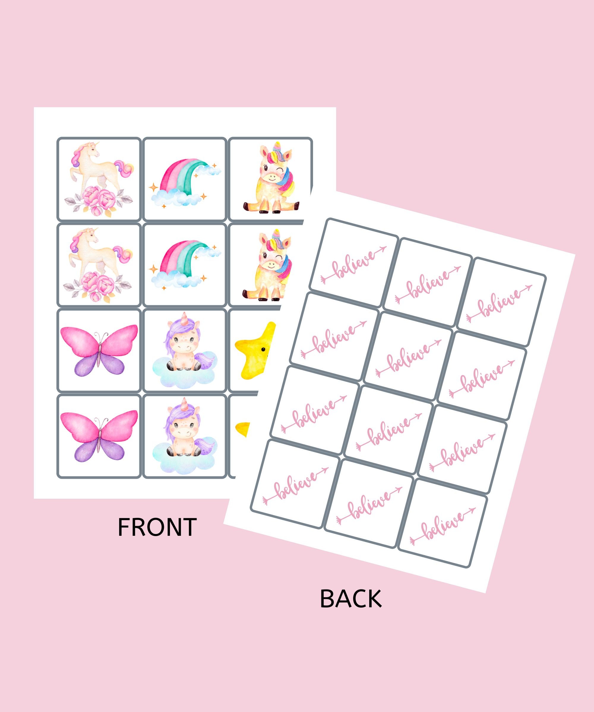 Unicorn Matching Memory Game - Pre-k, Kindergarten - Etsy