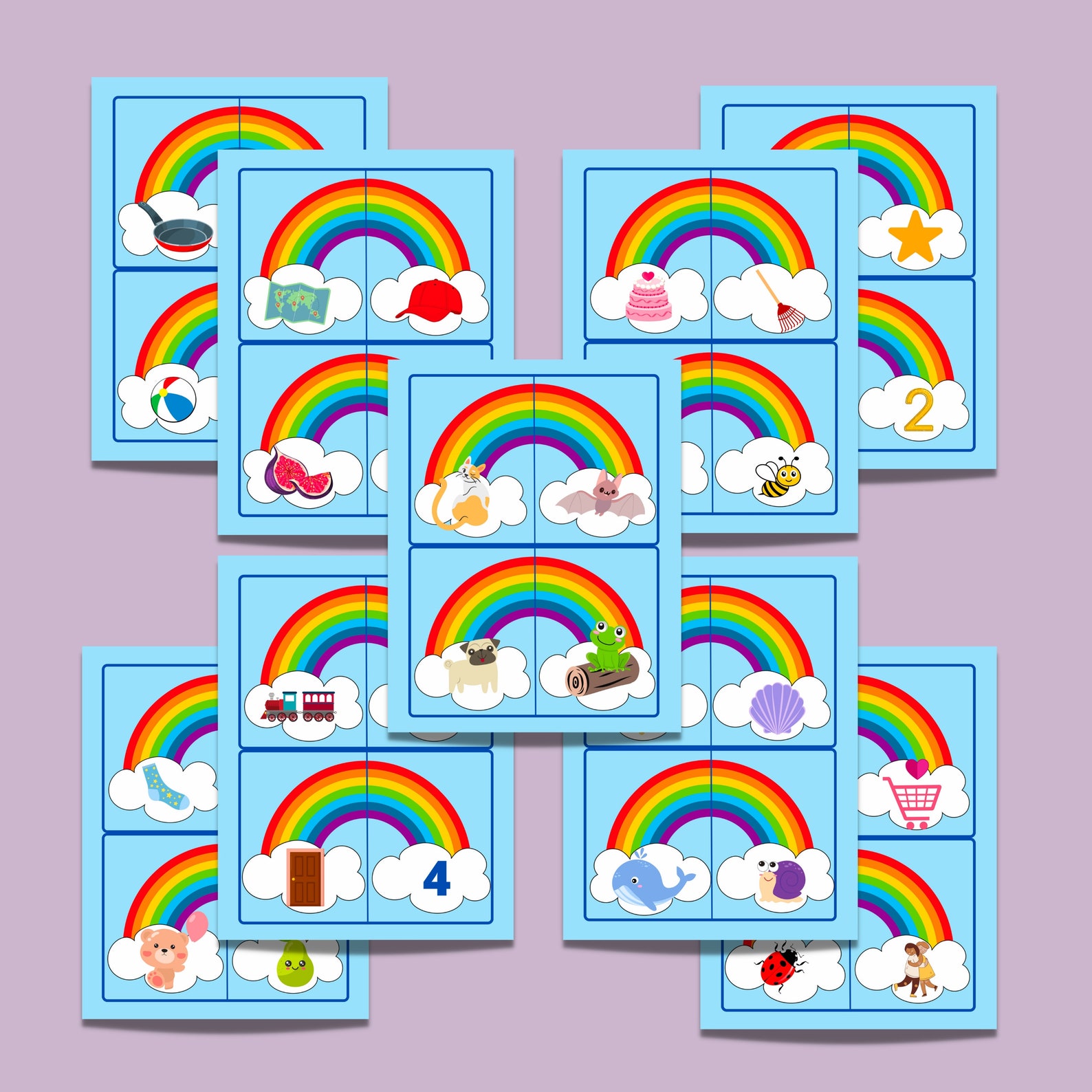 Rainbow Rhymes Matching Game - Etsy