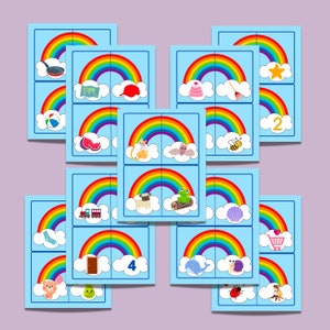 Rainbow Rhymes Matching Game - Etsy