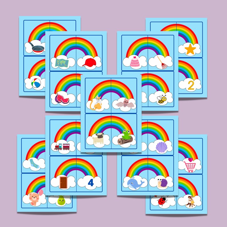 Rainbow Rhymes Matching Game - Etsy