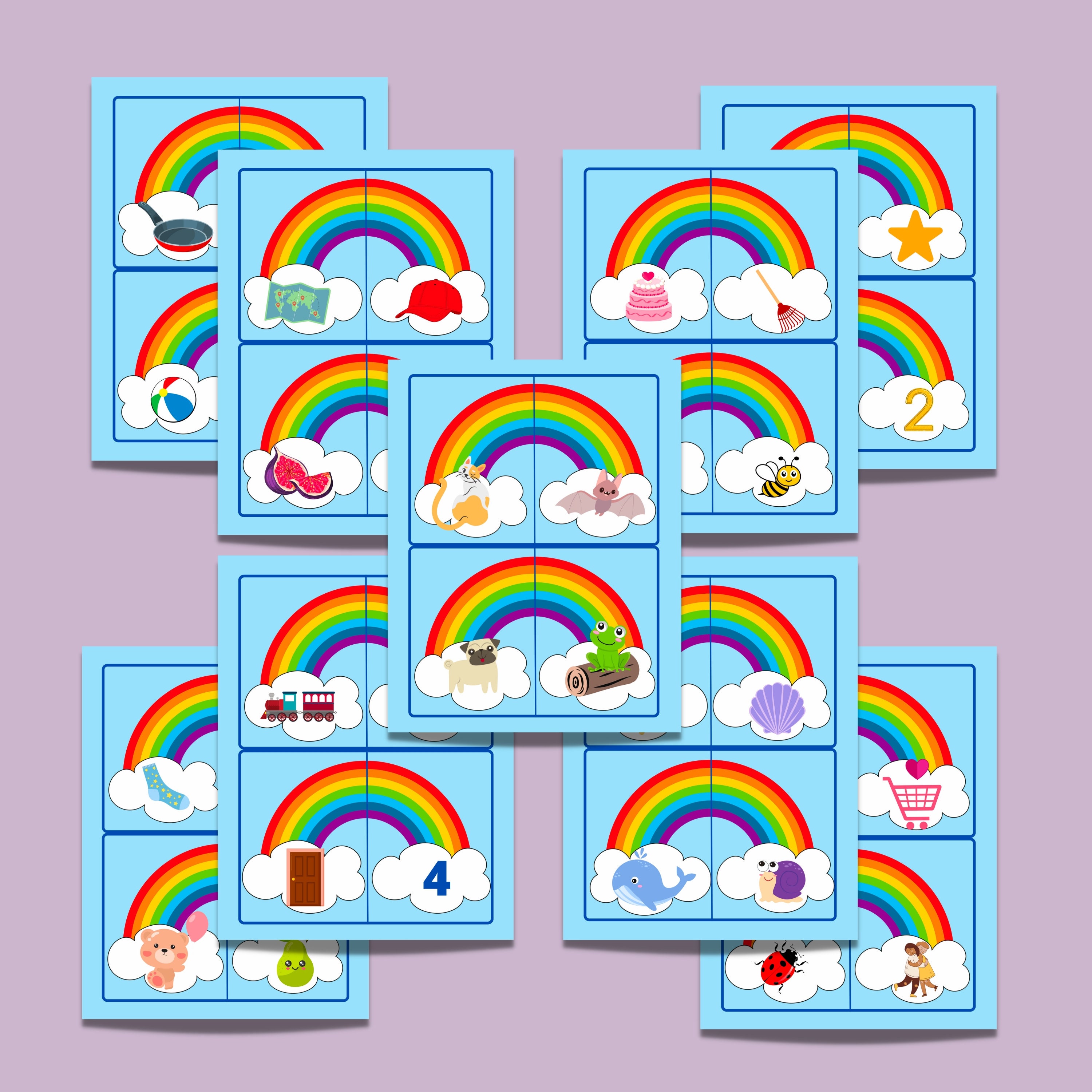 Rainbow Rhymes Matching Game - Etsy