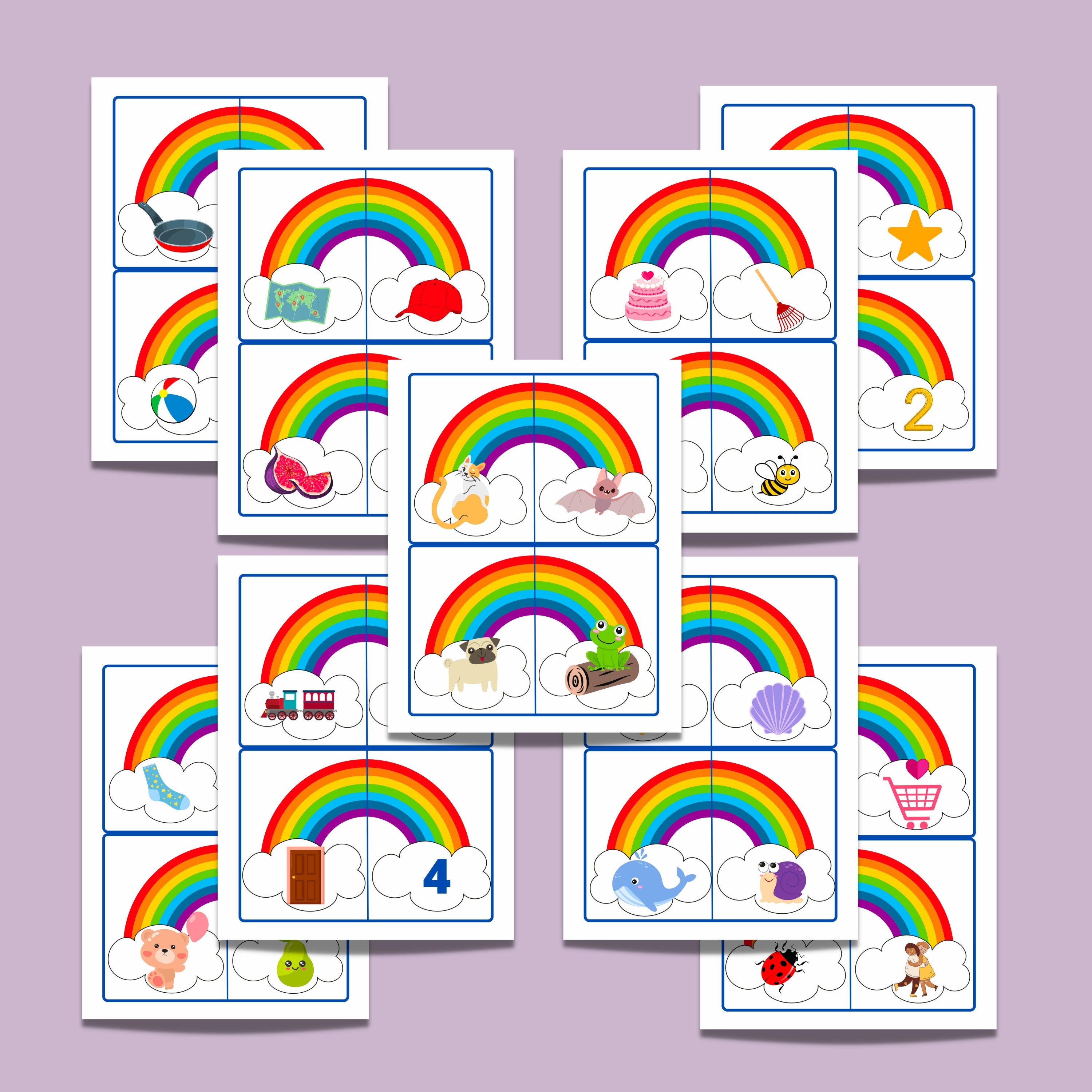 Rainbow Rhymes Matching Game - Etsy