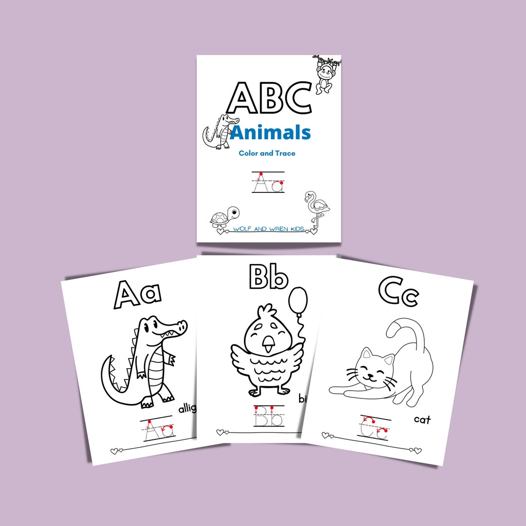 ABC Animals Color and Trace - Etsy